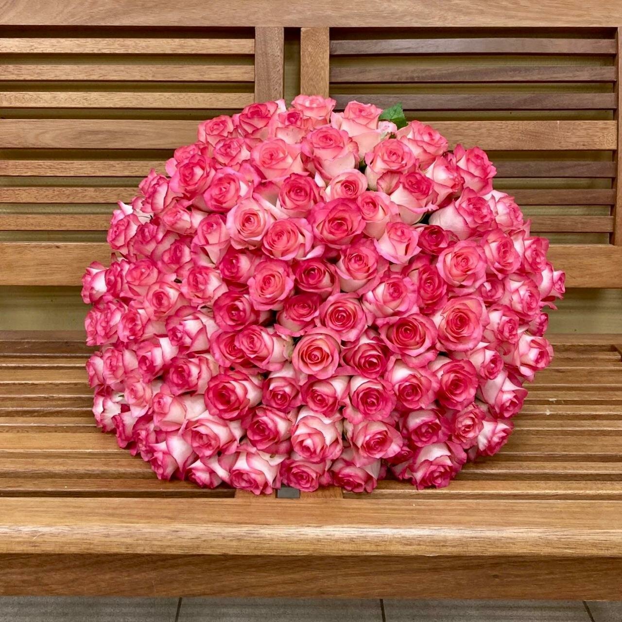 Живые цветы букет розовых роз 101 шт. 40 см. "Розовая Феерия", сорт - "Джумилия", Rurose