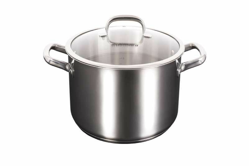 Кастрюля из нержавеющей стали 9л со стеклянной крышкой, линия "Leon"