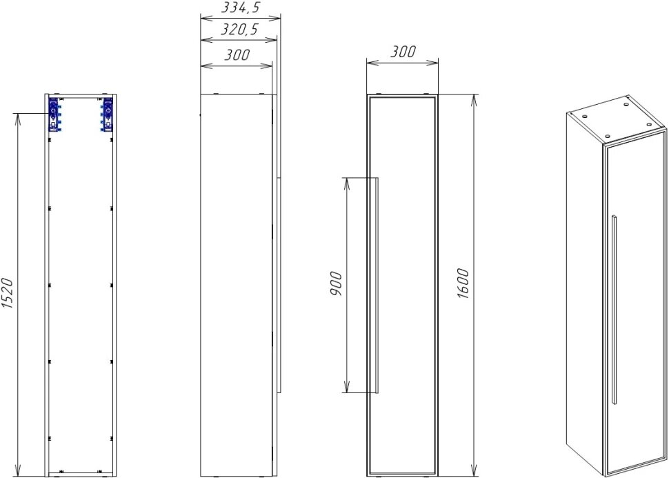 Пенал La Fenice Terra FNC-05-TER-G-30 подвесной L/R, серо-зеленый матовый