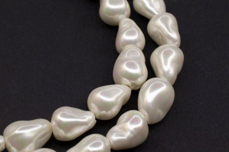 Жемчуг искусственный барочный Майорка 12-14х8-10мм, отверстие 1мм, цвет белый, 511-009, 2шт