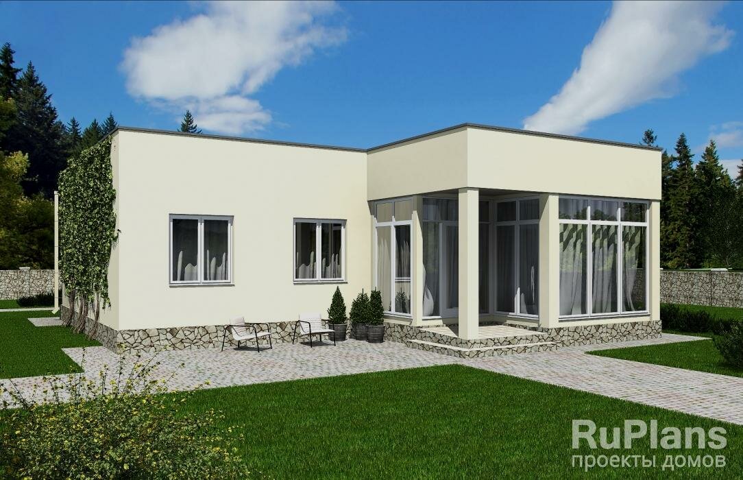 Одноэтажный жилой дом (110 м2, 12м x 14м) Rg5799