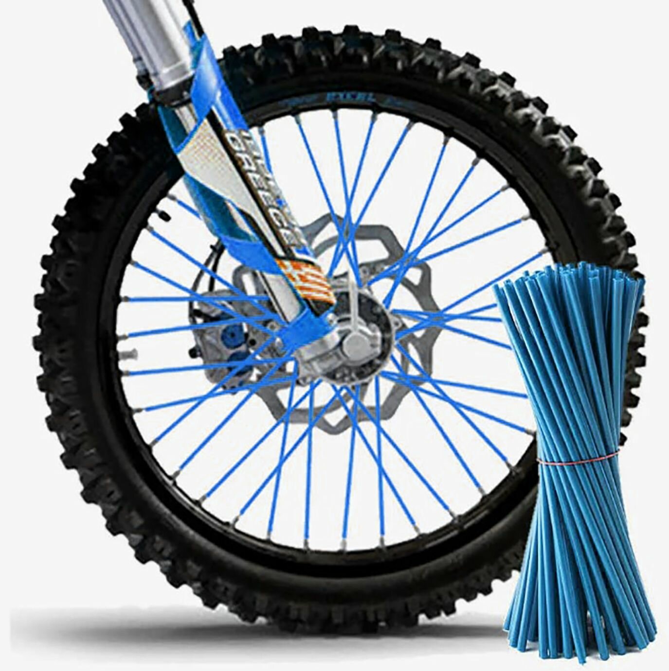 Накладки на спицы мотоциклов и питбайков светло-синий