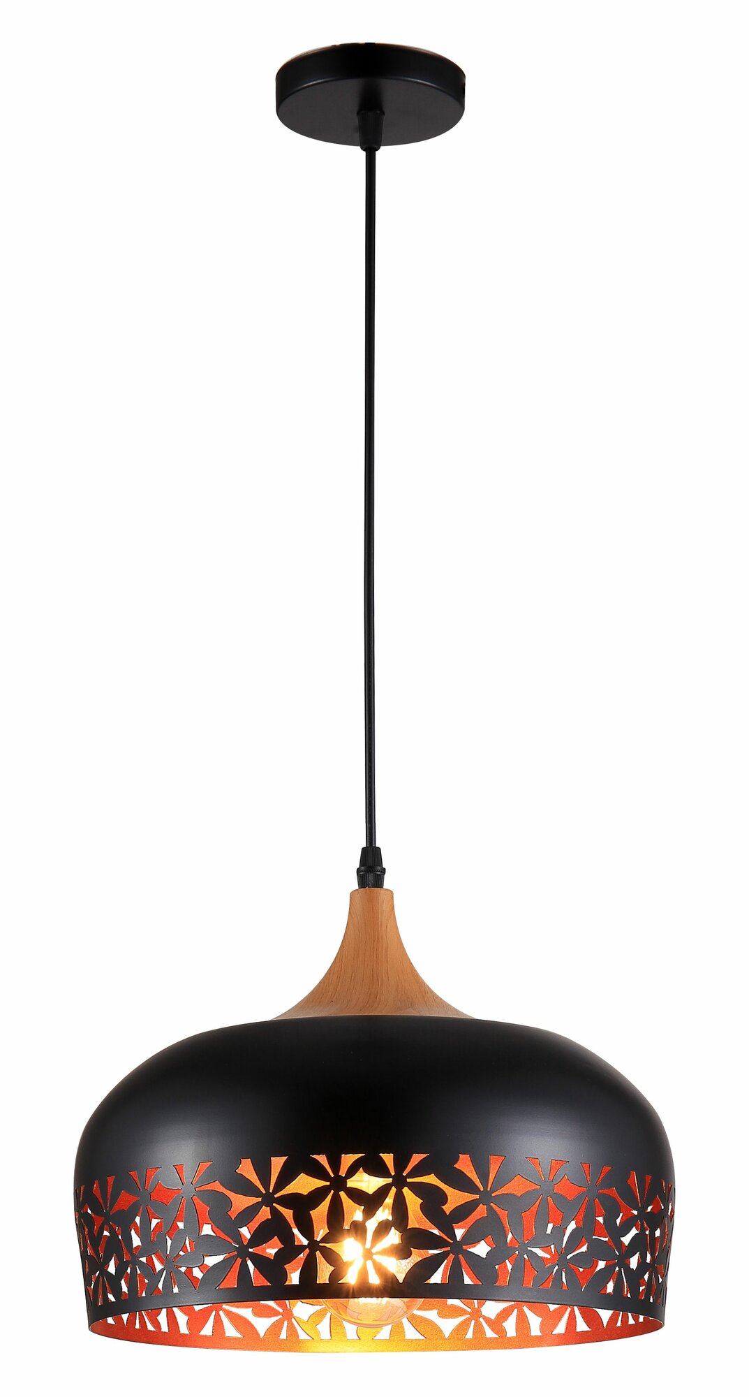 Люстра подвес De Fran, SP -0815 MBK+SGD Е27 220В 60Вт, серия Ажур, цвет: черный+золото, металл d30*h24+100см