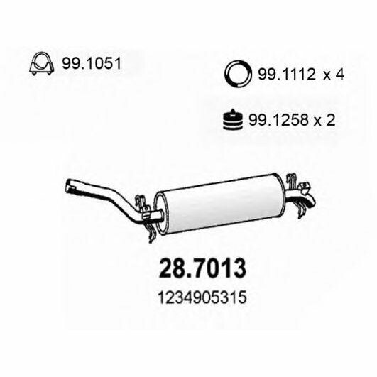 Глушитель выхлопных газов конечный, ASSO 28.7013 (1 шт.)
