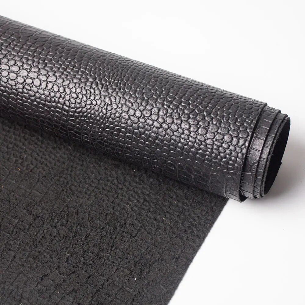 Черная тисненная воловья кожа 1,4-1,6 мм Черный, 16x21cm, black