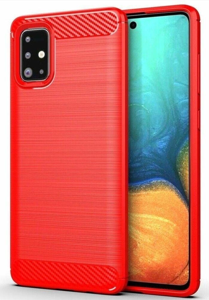 Накладка силиконовая для Samsung Galaxy A51 A515 карбон сталь красная