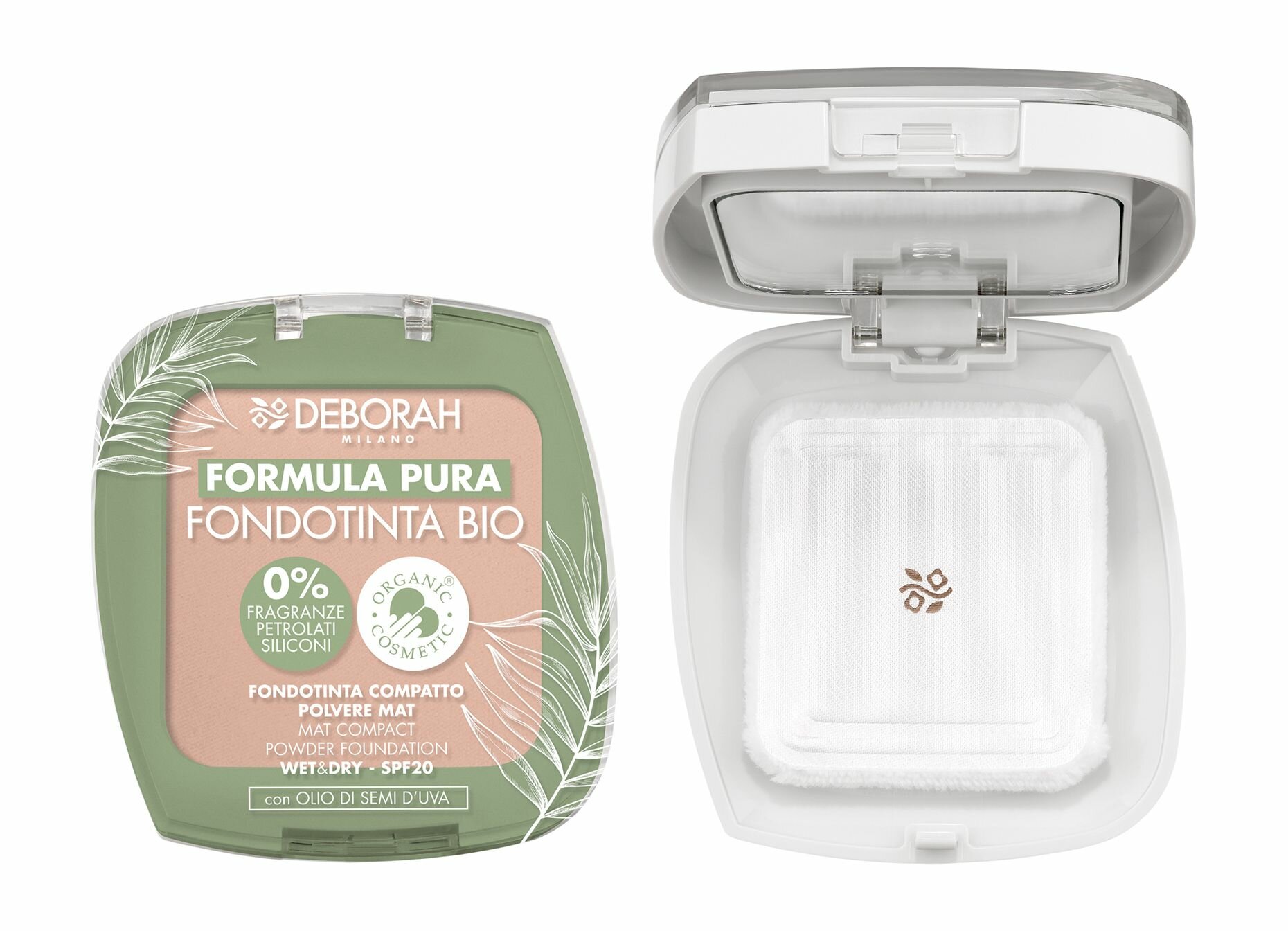 DEBORAH MILANO Тональная пудра-основа Formula Pura Fondontinta Bio, 9 г, 03 Бежевый