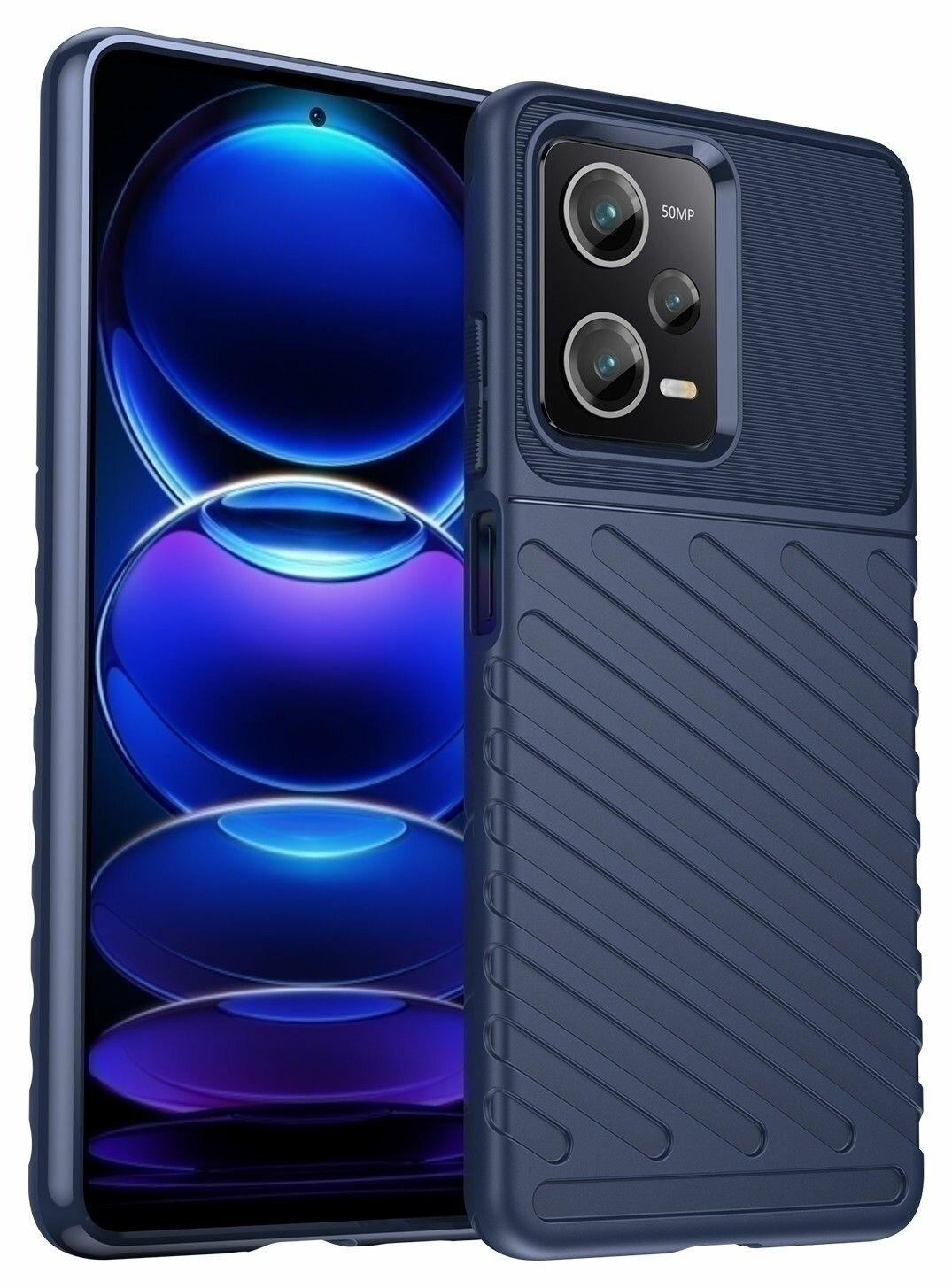 Чехол на Poco X5 Pro 5G силиконовый Thunder Series синий противоударный