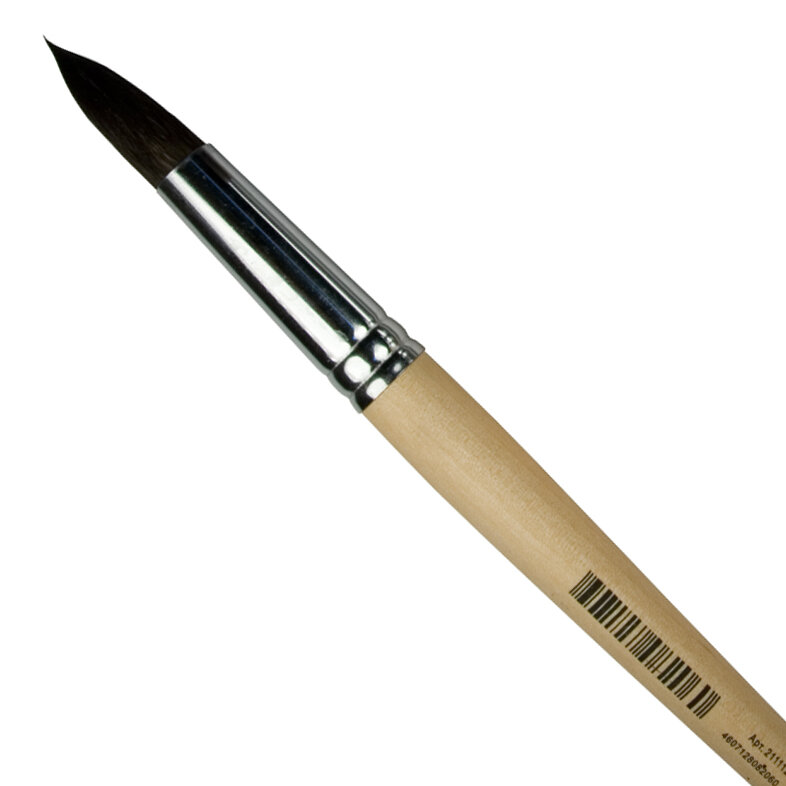 Кисть белка микс круглая, короткая ручка пропитанная лаком, "Сонет" №10 (211210) (10 мм)