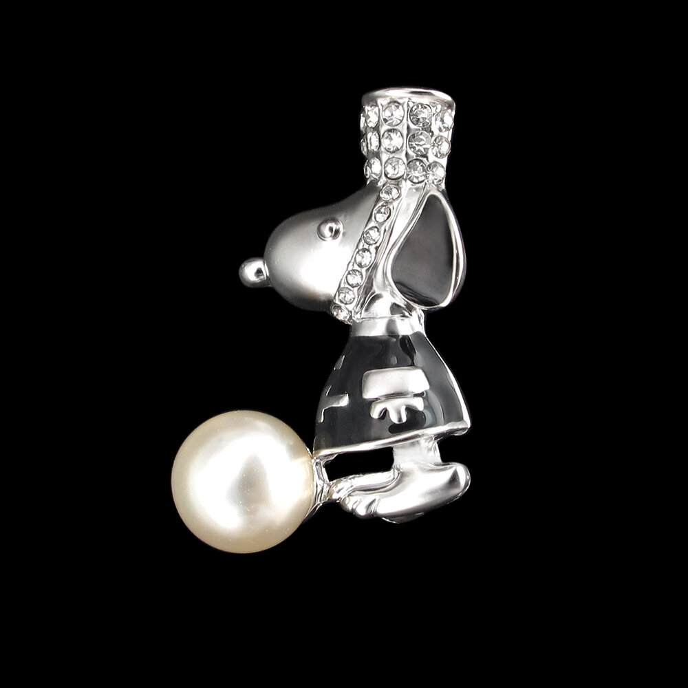 Брошь, стразы, жемчуг имитация