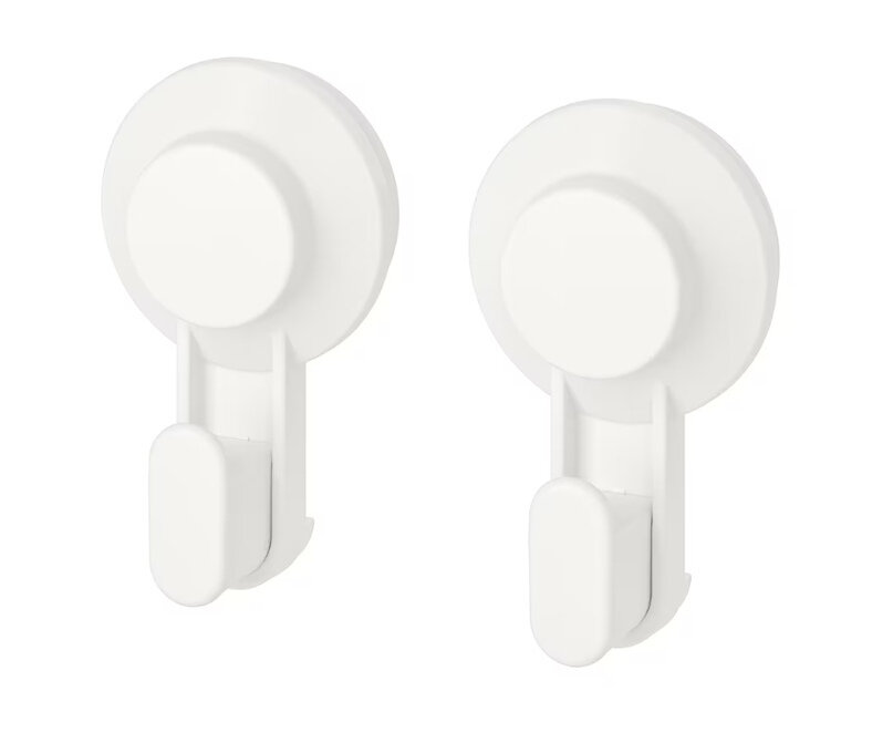 Тискен крючок с присоской, белый, 2 шт