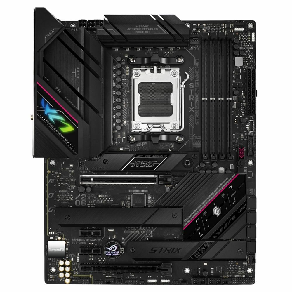 Материнская плата ASUS ROG STRIX B650E-F GAMING WIFI AM5 ATX 4xDDR5 2xPCIEx16 2хPCIEx1 3xM.2 2хUSB-C DP HDMI 2.5GLAN Wi-Fi 6E (90MB1BQ0-M0EAY0)