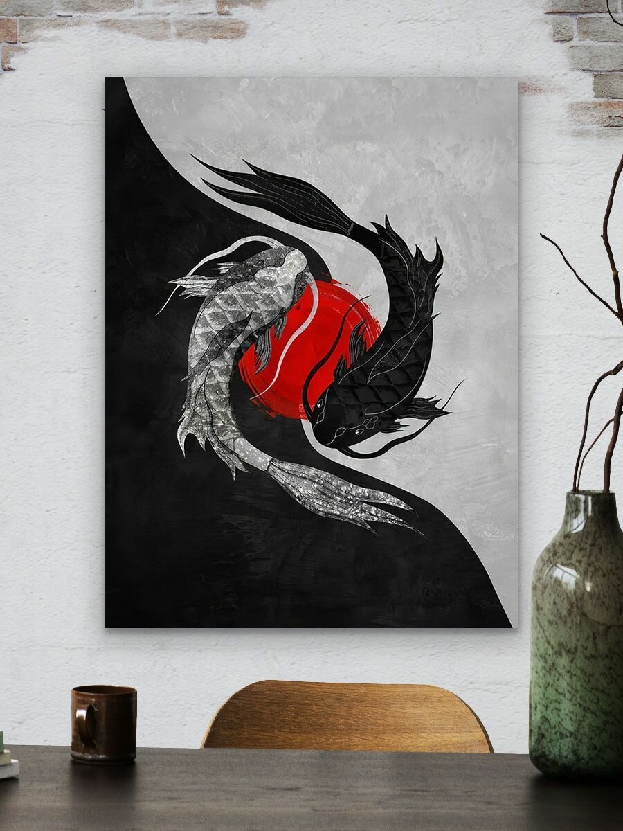 Картины для интерьера 30х40 Рыбы Япония инь янь