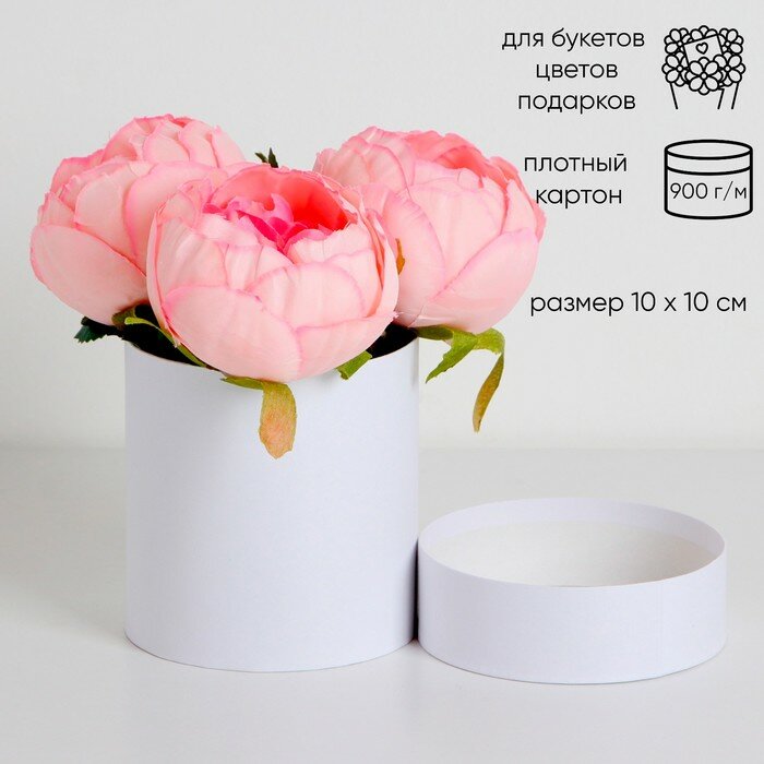 Коробка подарочная круглая, шляпная, белая, 10×10 см