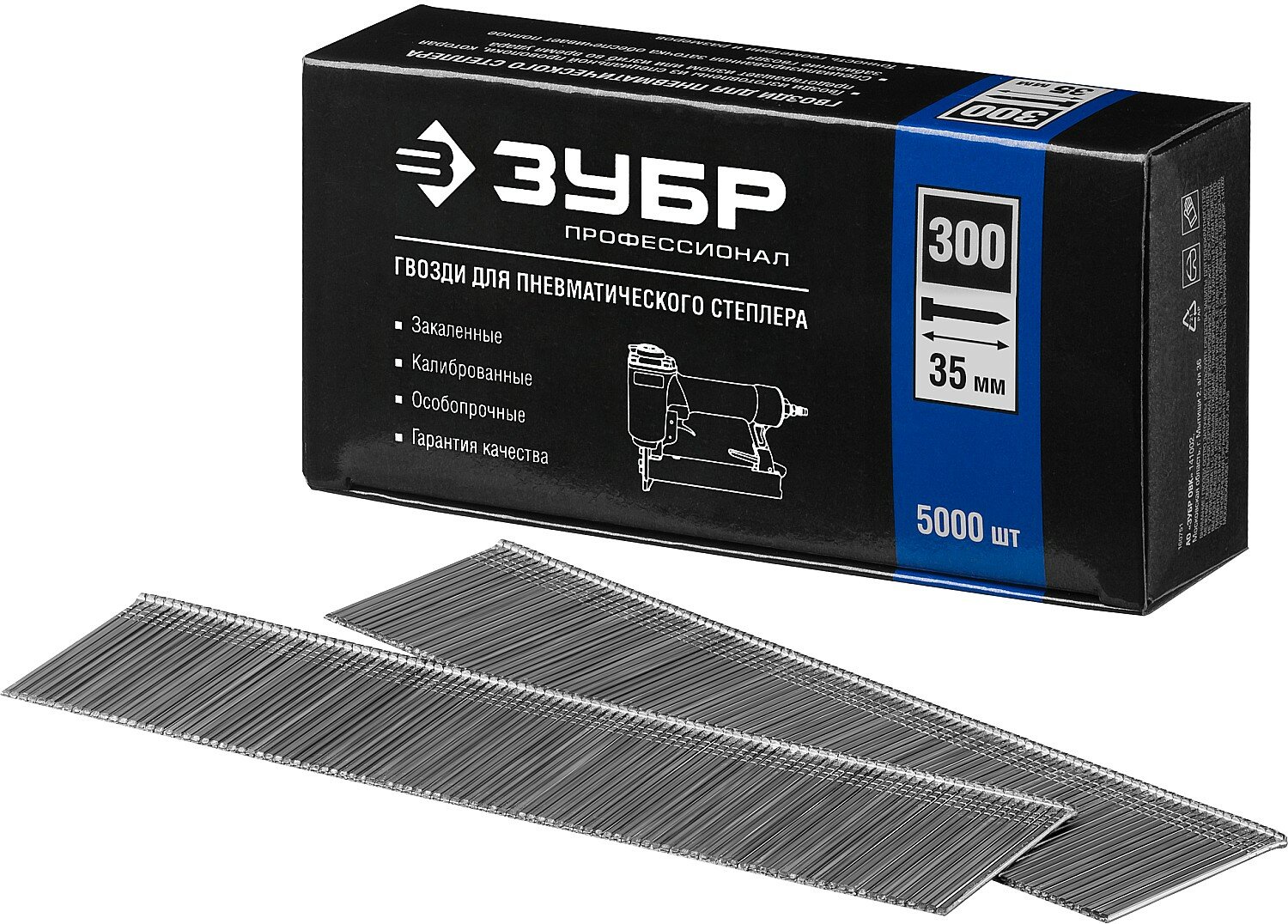 ЗУБР тип 18GA (47/300/F) 35 мм, 5000 шт, гвозди для нейлера, Профессионал (31830-35)