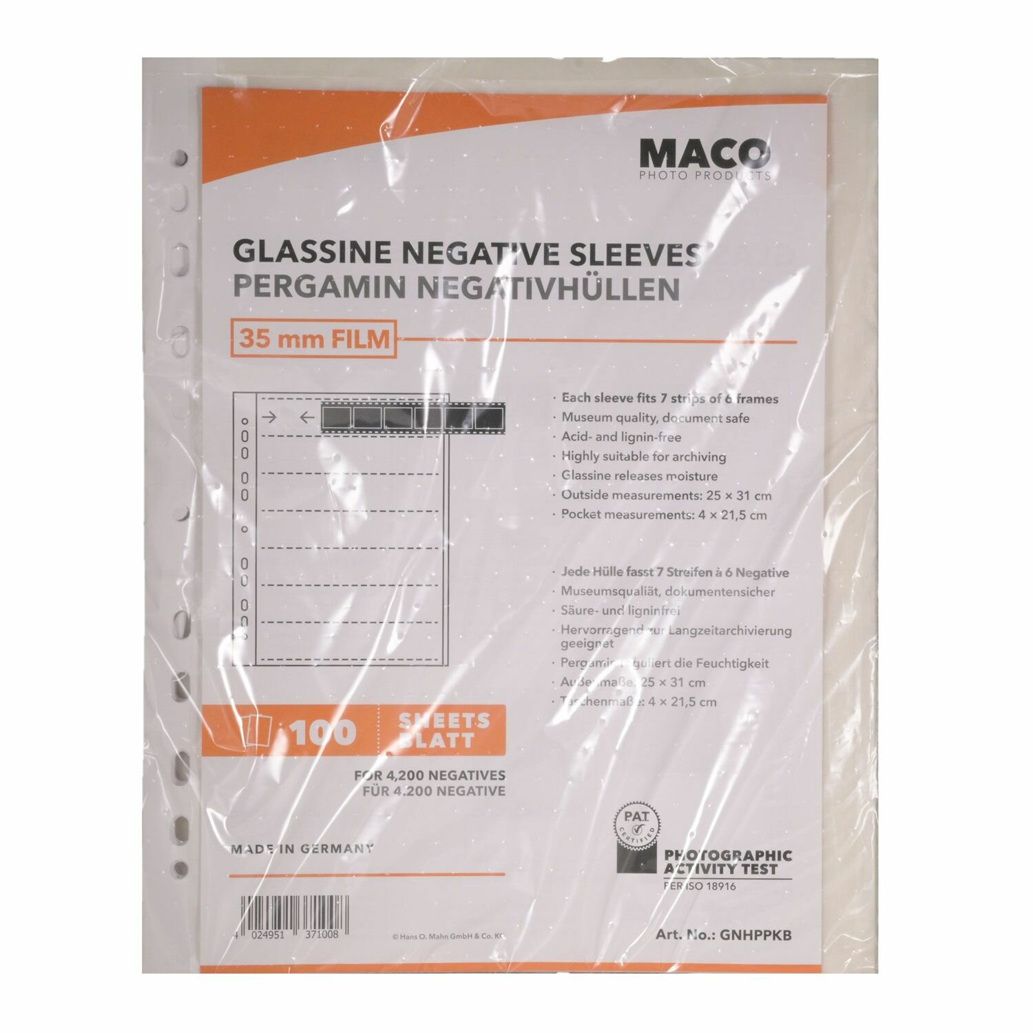 Файлы Maco для 35 мм негативов/100 листов