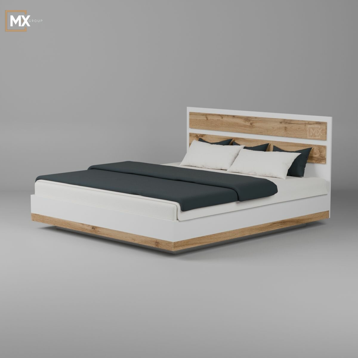 Риальто Кровать 1800 KR1800, Белый/дуб вотан ЛДСП для спальни 1840х1014х2032 гросс