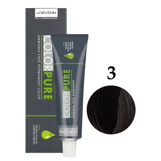 Краска для волос безаммиачная Lorvenn Color Pure, тон 3