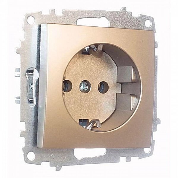 Розетка с заземлением, EL-BI Zena, цвет титан, 609-011400-217