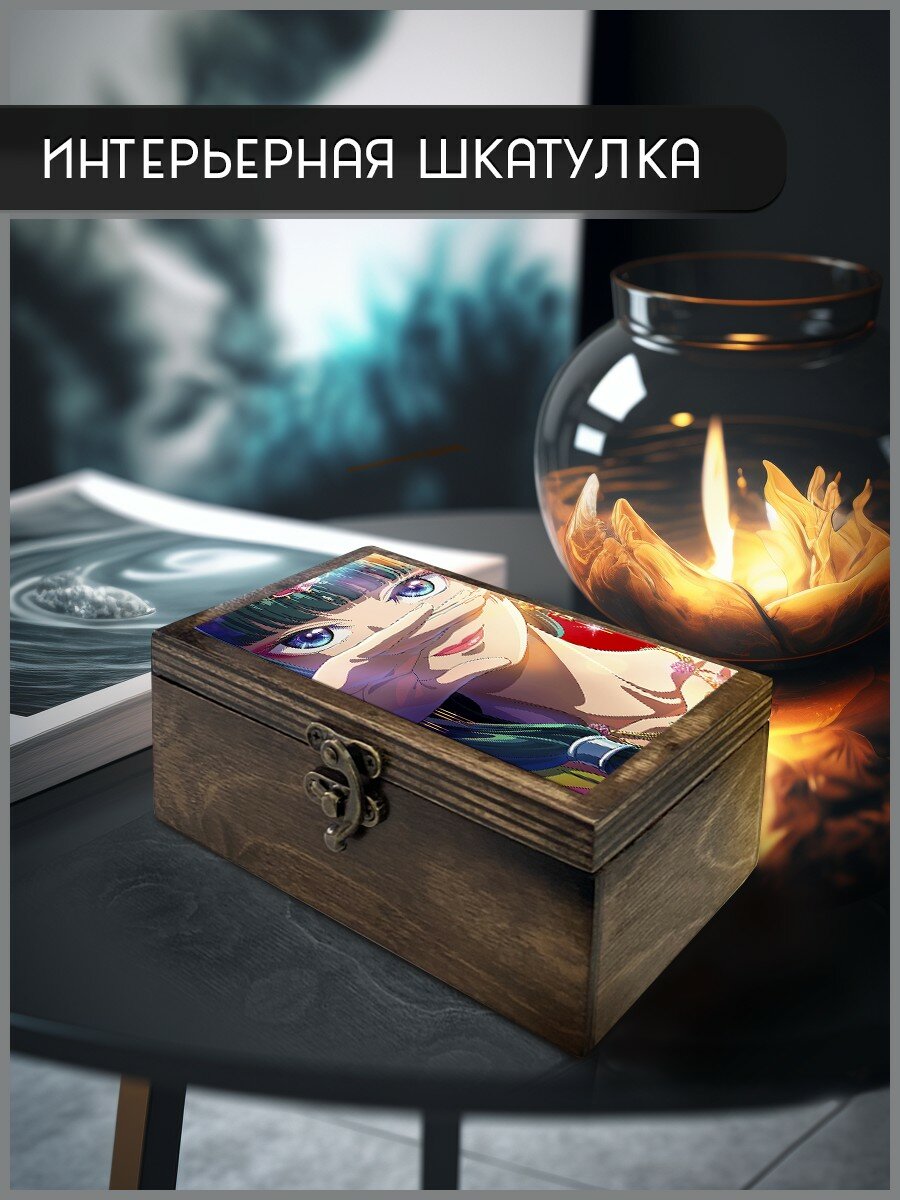 Шкатулка интерьерная для украшений универсальная 16x10x6 см Аниме Монолог фармацевта (Мао Мао, Император, Цветы, Женьши) - 855