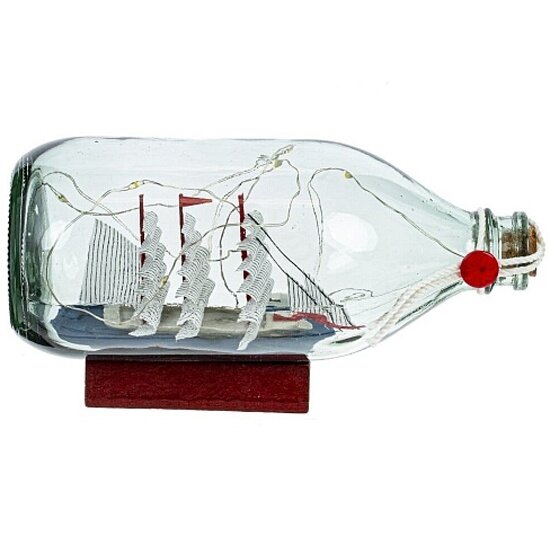 Изделие декоративное Remeco Collection ТОП гифт "Корабль в бутылке" (подсветка, 3xR44), 18х7,5х8,5 см (800480)