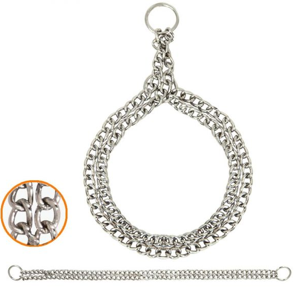 Triol Ошейник-цепь (удавка) двухрядный, для животных, сталь, звено 0,3*60