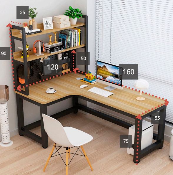 Стол Horizont, угловой, ЛДСП, металл, черный, 120х160см