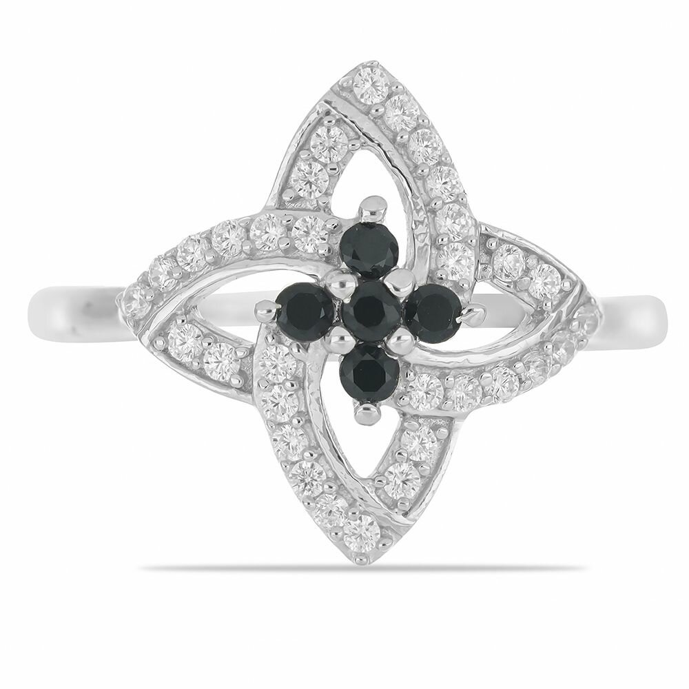 Кольцо, серебро, 925 проба, родирование, шпинель, фианит