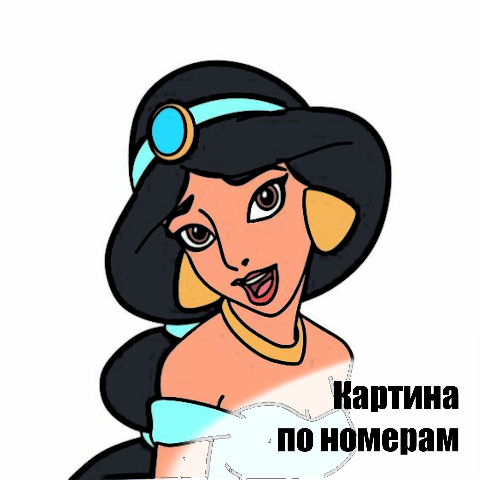 Картина по номерам на дереве 23х23 см - Жасмин (Алладин)