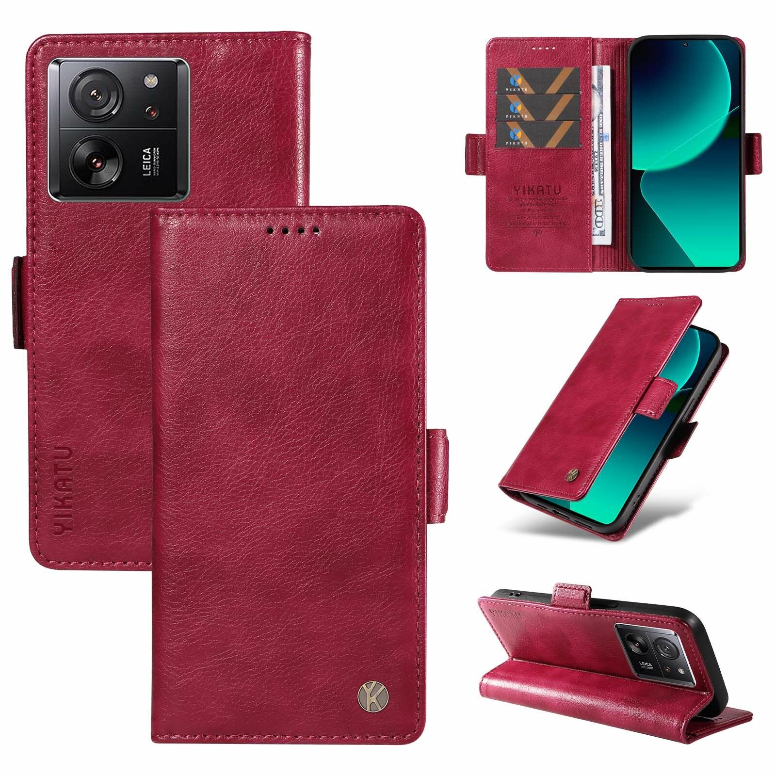 YIKATU Чехол Книжка Для Xiaomi Mi 13T / Xiaomi Mi 13T Pro ( Сяоми 13 Т /Сяоми 13Т Про ) Чехлы для кошелек Флип Кожаный