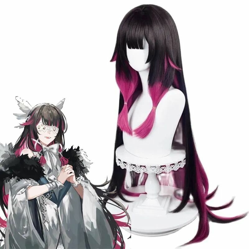 Парик для косплея игра Genshin Impact Colombina, Карнавальный реквизит для косплея, Светло-розовый черный набор для волос длиной 110 см