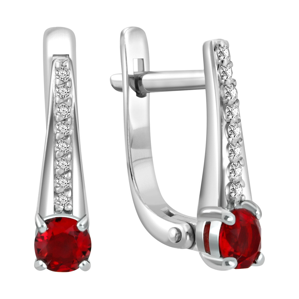 Серьги, серебро, 925 проба, родирование, фианит, кристалл