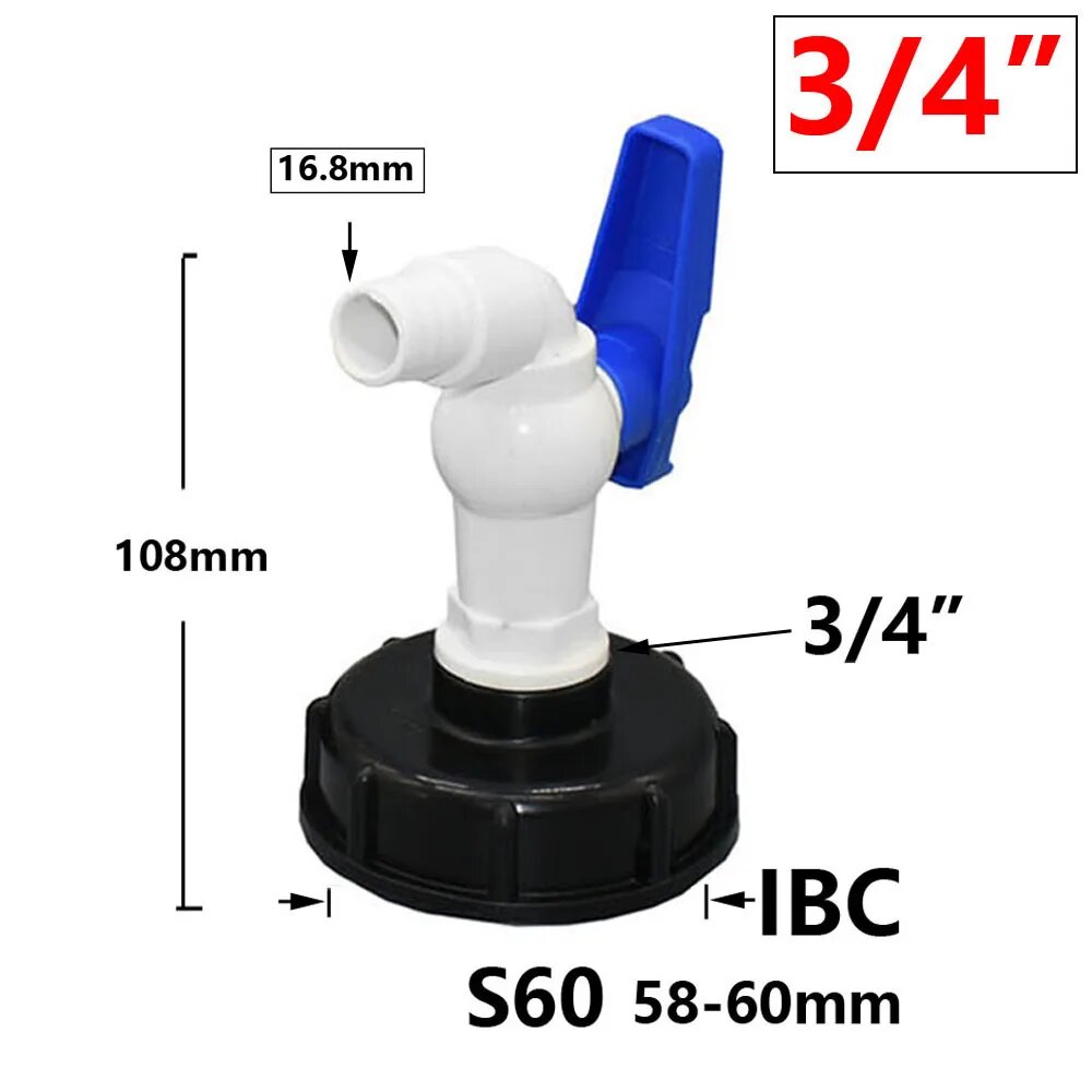 Адаптер для IBC бака 3/4", синий, F