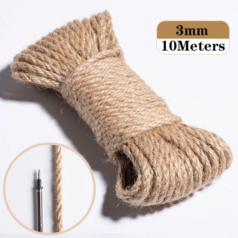Джутовый шнур HYwzJQ 1/2/3/5/6/10 мм Jute Rope 3mm 10M