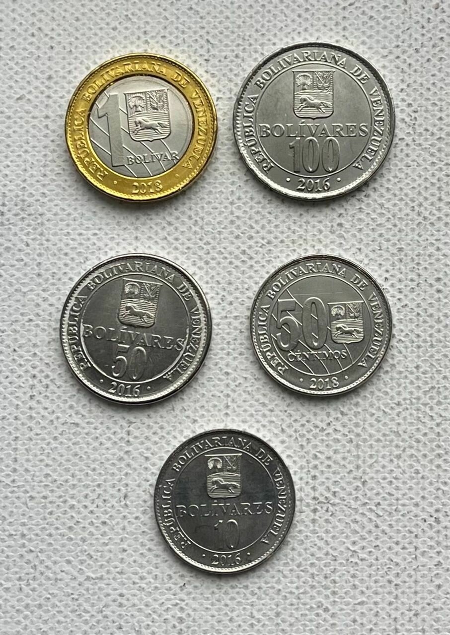 Венесуэла набор монет 2016-2018 годов UNC (5 штук)