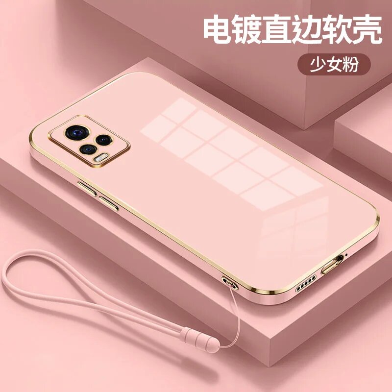 Чехол для vivo v21, роскошный квадратный чехол для телефона Vivo V20 Pro, vivo V20 V21 v21e 5G, противоударный силиконовый чехол V2025 V2024, задняя крышка gs6D pink, For vivo V20