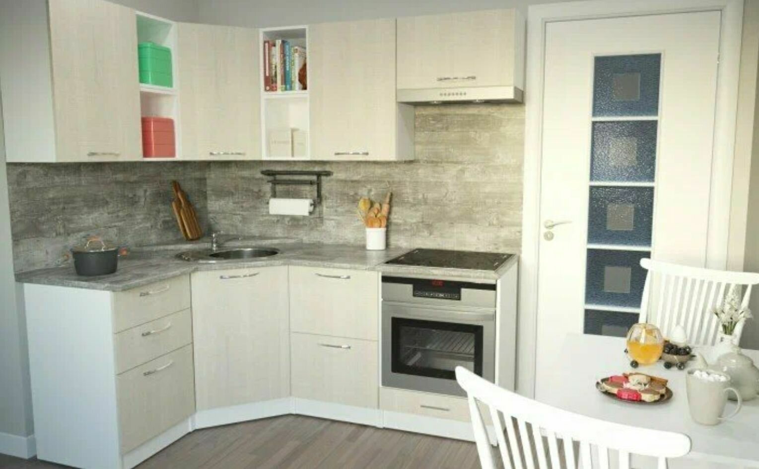 Кухонный гарнитур Герда "Лариса Оптима", ЛДСП, цвет "Латте", 1,4x2 м, Россия