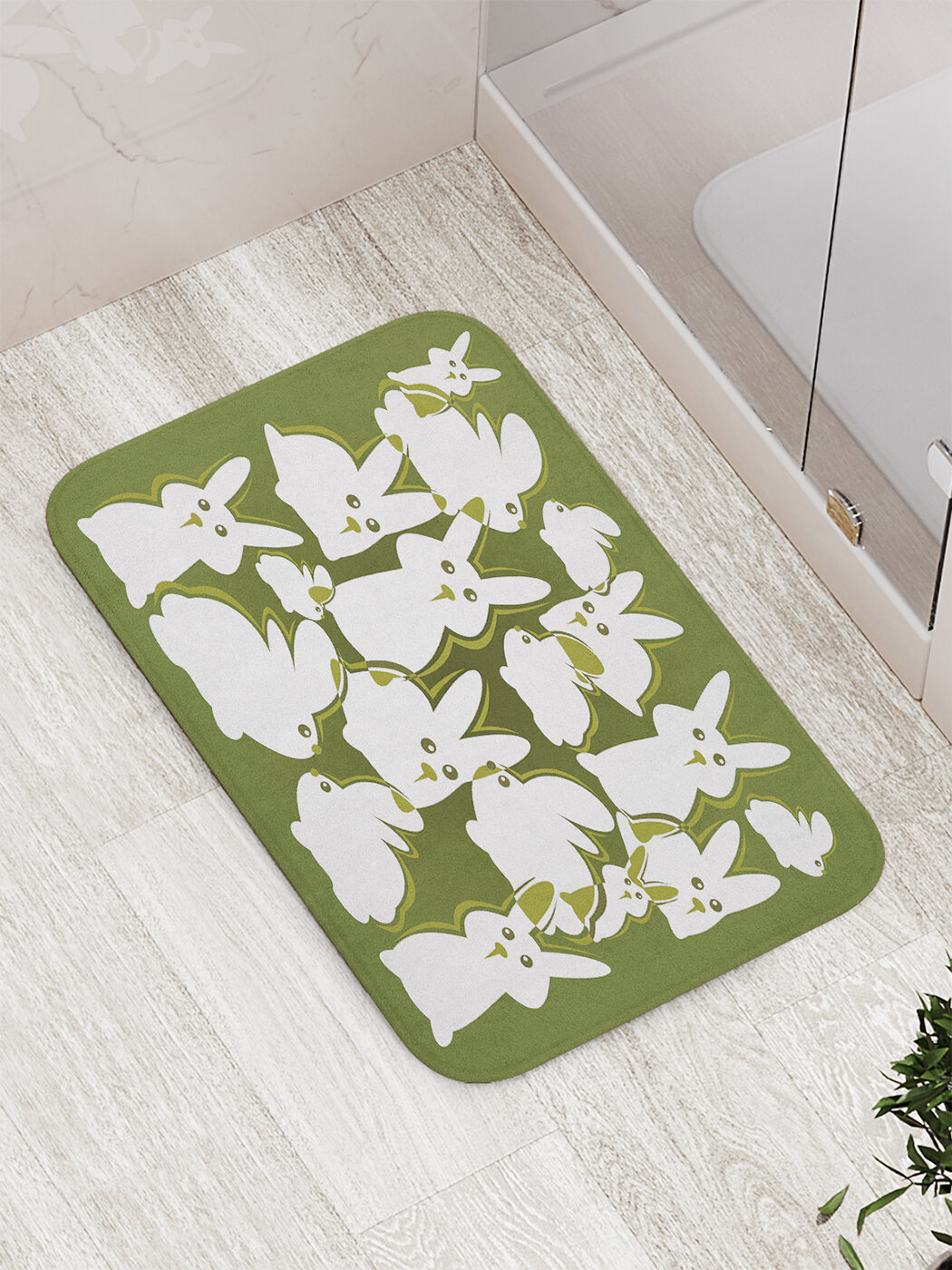 Коврик для ванной комнаты, туалета "Пушистые зайчата" противоскользящий, 52х77 см, JoyArty