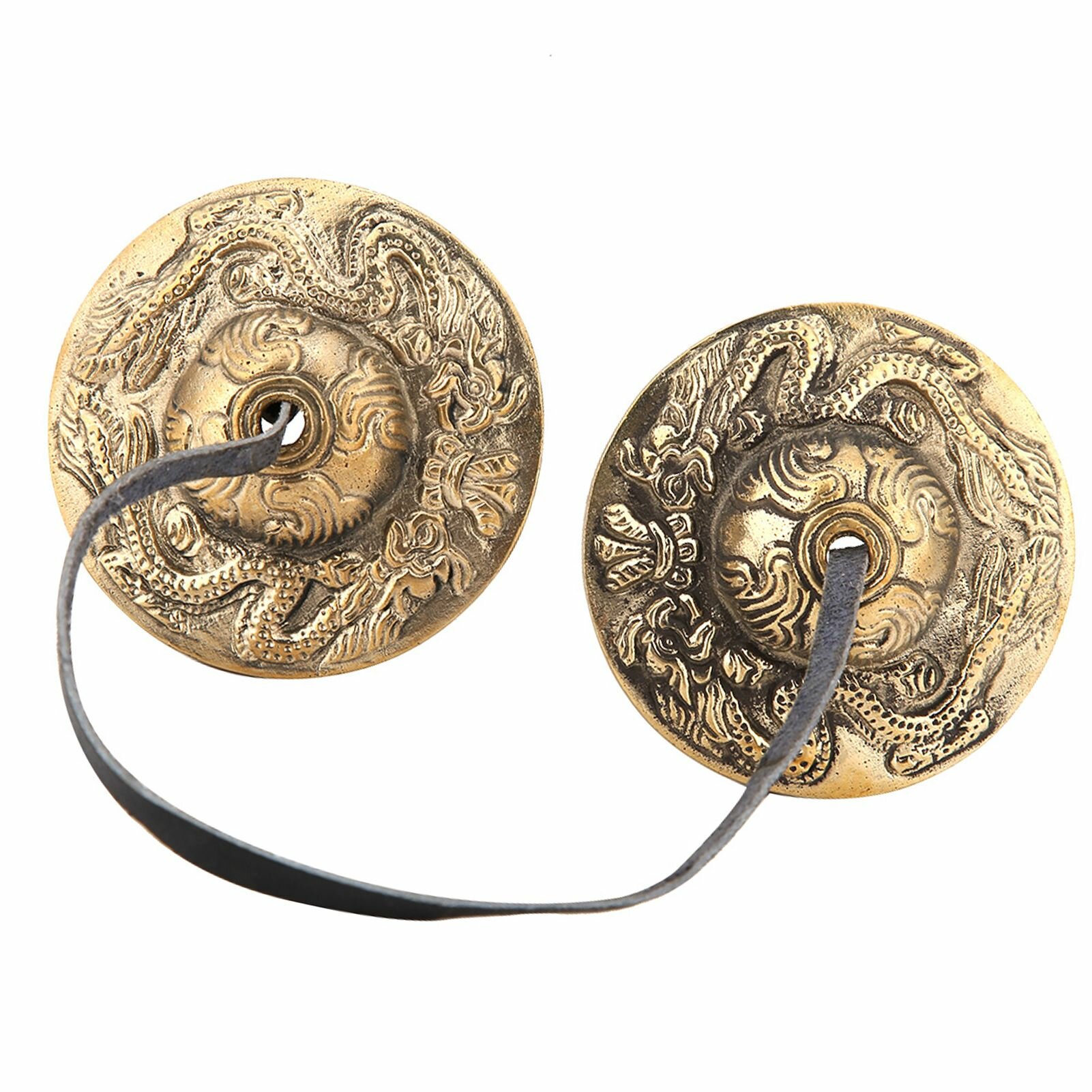 Тибетский колокольчик для медитации и духовных практик с чистым звуком, компактный и стильный, латунный с буддийскими символами