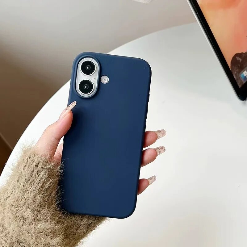 Чехол Для Телефона Из Жидкого Силикона Для Apple iPhone For iPhone 16 Pro, Синий, Dark Blue