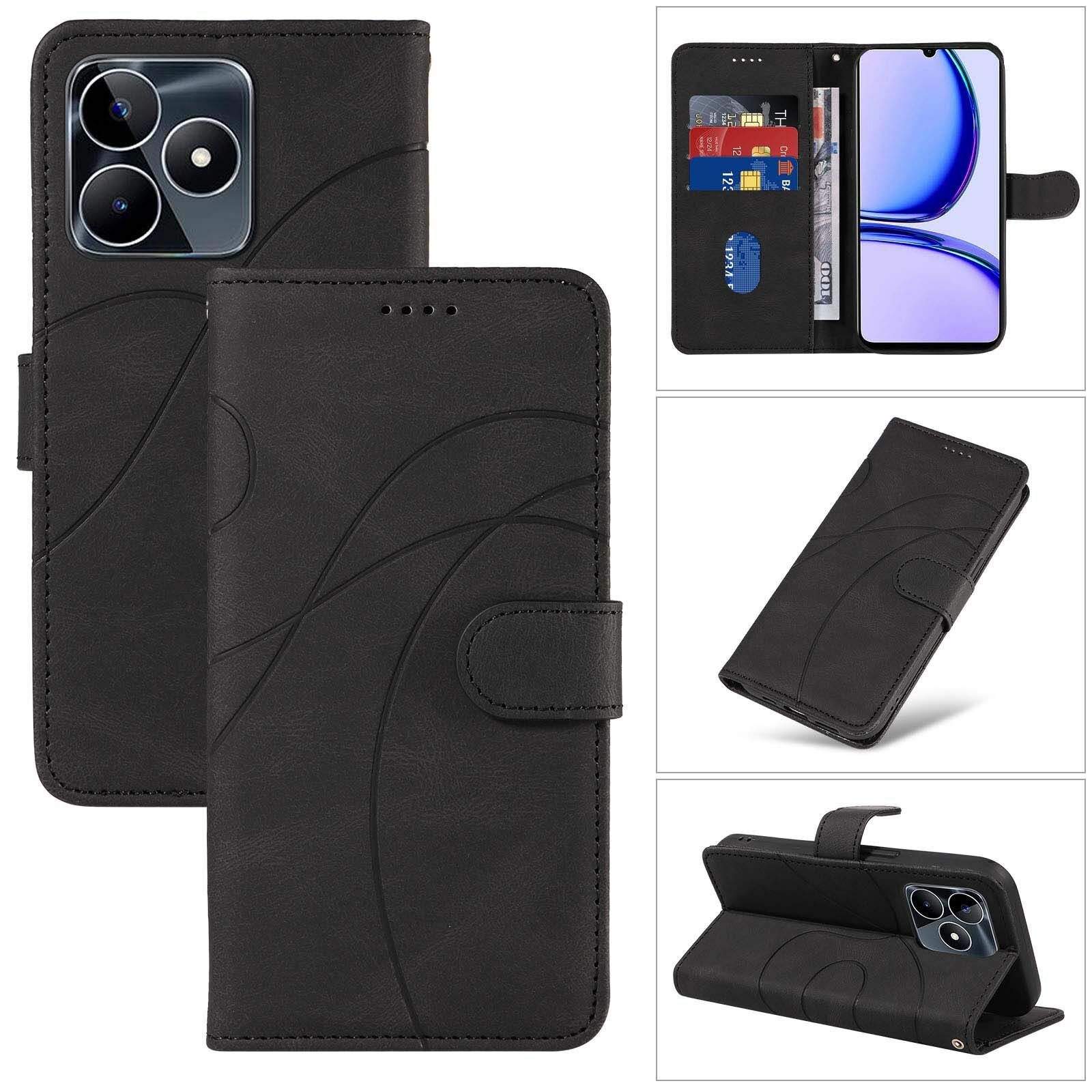 YIKATU Чехол-книжка для OPPO Realme C53/Realme Note 50 5G(ОппоРеалми C53 Реалм Нот 50 5G) кожаный чехол с магнитной застежкой и слотом для карт и ремешком на руку