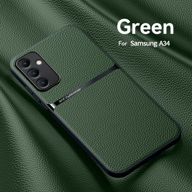 FASNYA Чехол для Samsung Galaxy A34 5G /чехол-Кожа на Самсунг галакси A34 5G Чехол для телефона с защитой камеры магнитный автомобильный держатель