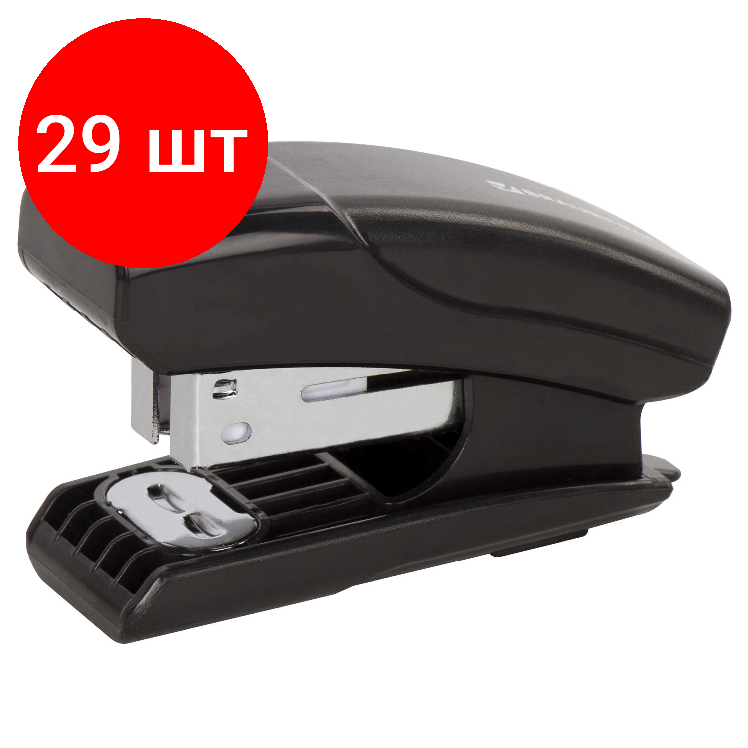 Комплект 29 шт, Степлер №24/6, 26/6 мини BRAUBERG "Black Jack", до 15 листов, антистеплер, черный, 227762