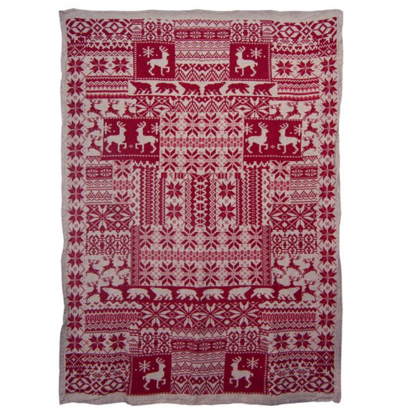 Плед новогодний TRI&CO, жаккард, лен + хлопок, двухсторонний, красный 120x170см, ID: 18С240red 502