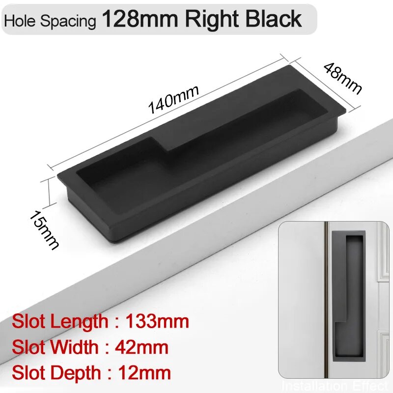 Ручка двери алюминиевая серебристая/черная/золотая/кофейная/серая Black 128mm Right