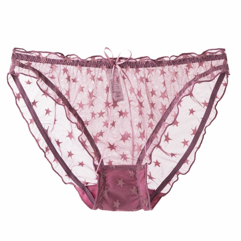 Женские прозрачные кружевные трусики с рюшами и бантиками