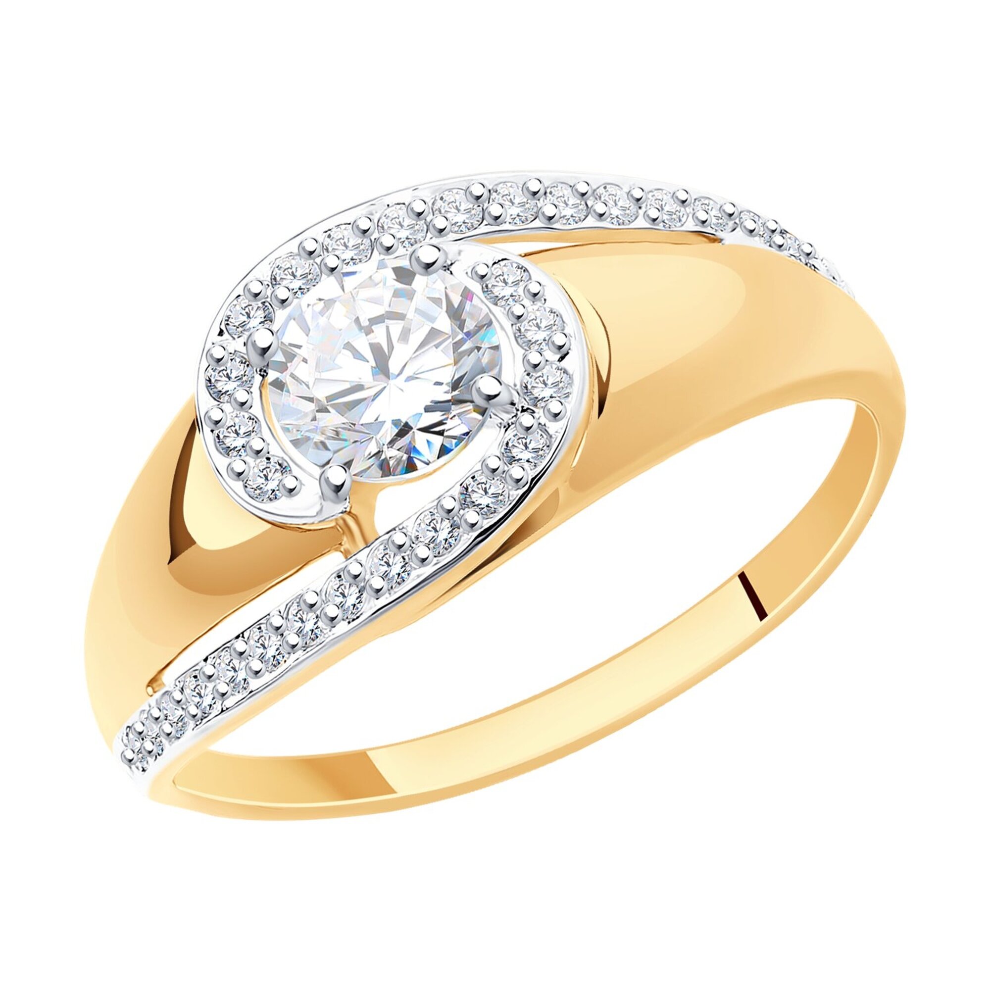 Кольцо, красное золото, 585 проба, фианит