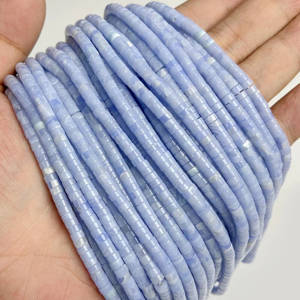 Бусины агата голубые 2x4 мм, 75-80 шт.