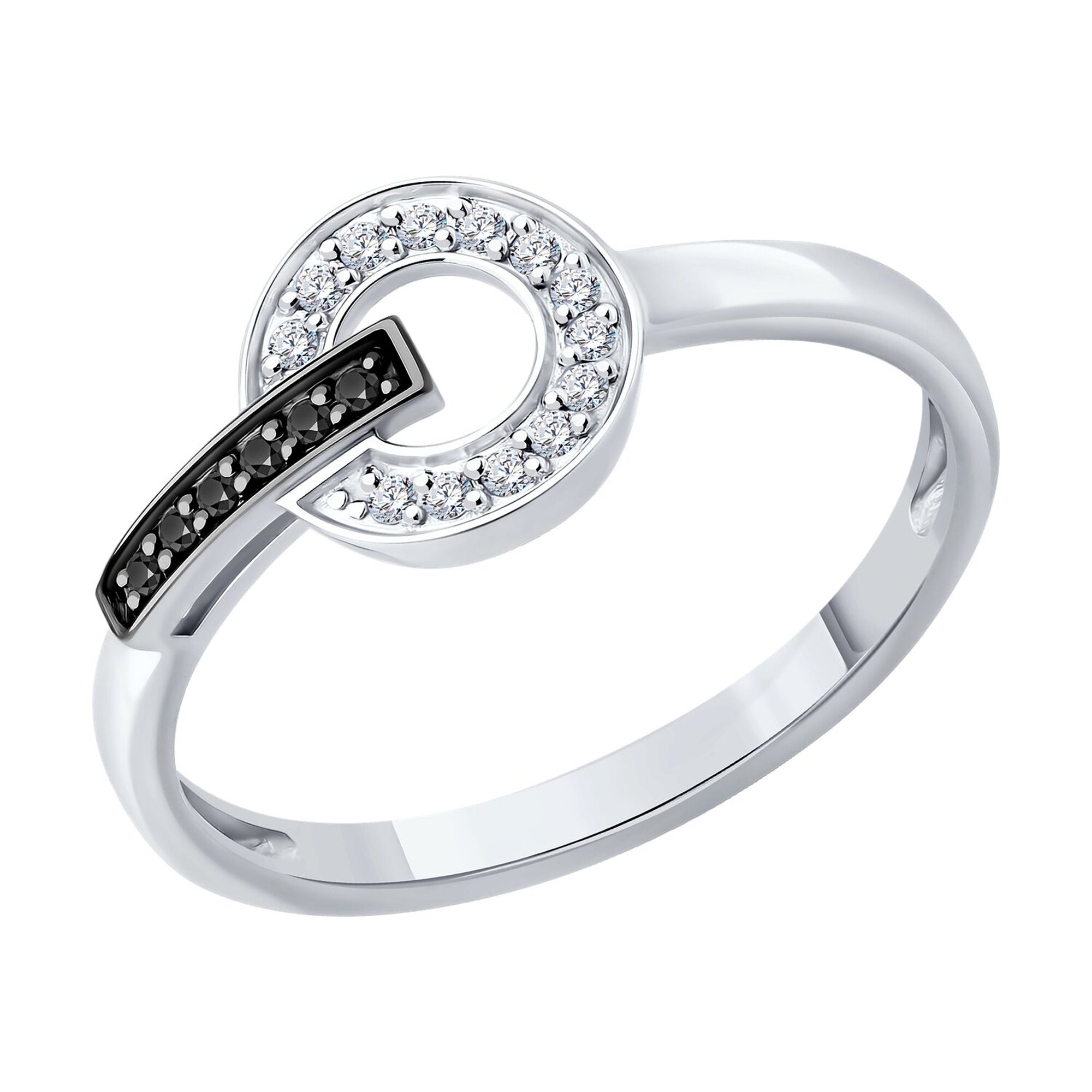 Кольцо дорожка, белое золото, 585 проба, бриллиант