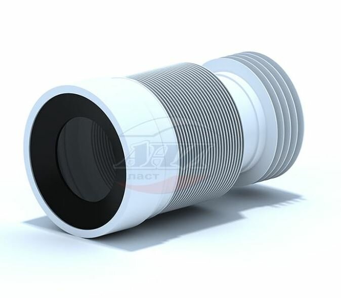 Удлинитель гибкий для унитаза D110 мм L231–500 мм для подключения унитаза к канализационному стояку